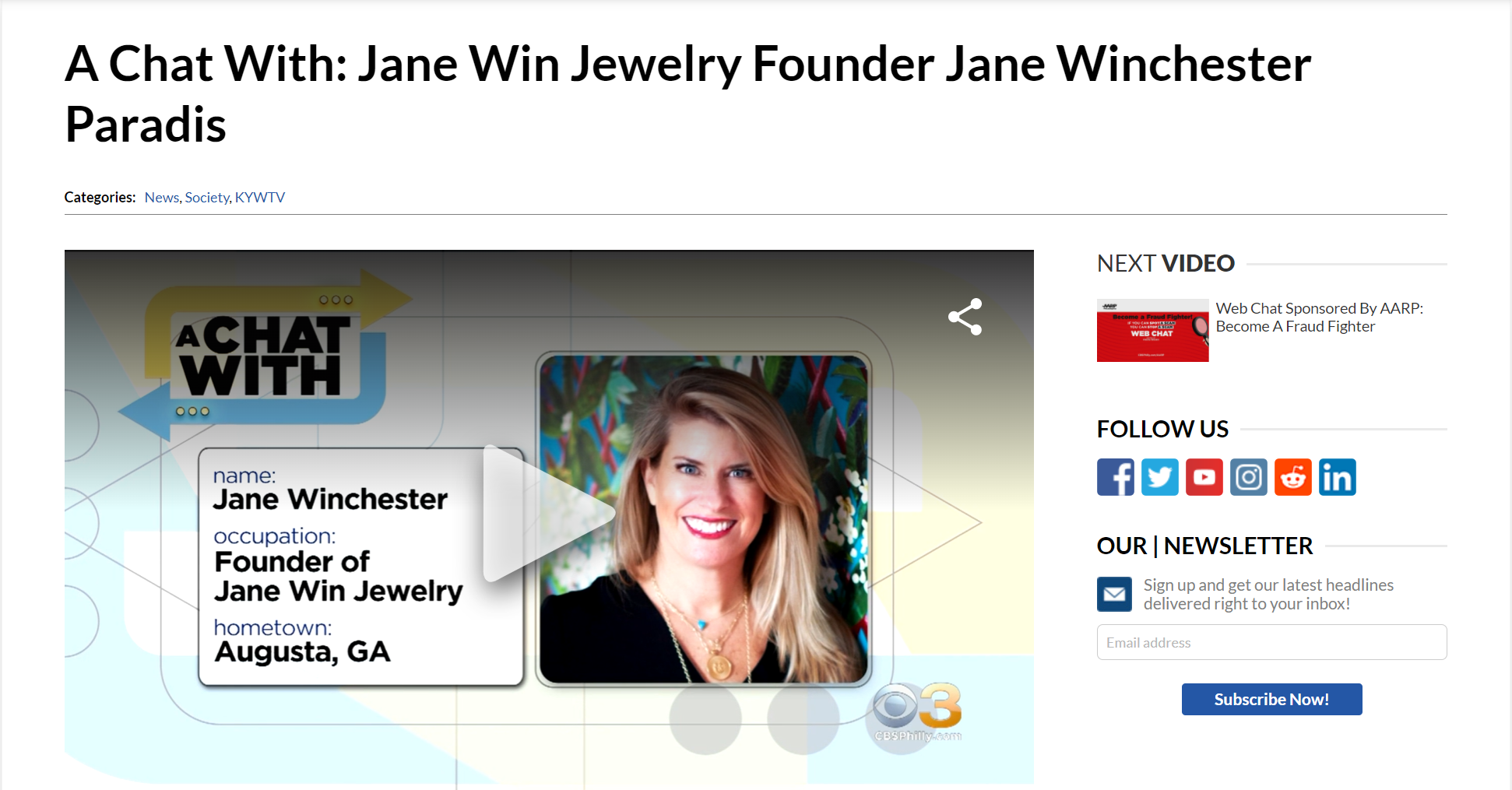 Press Highlight: Jane Win on CBS Philadelphia – Jane Win Jewelry