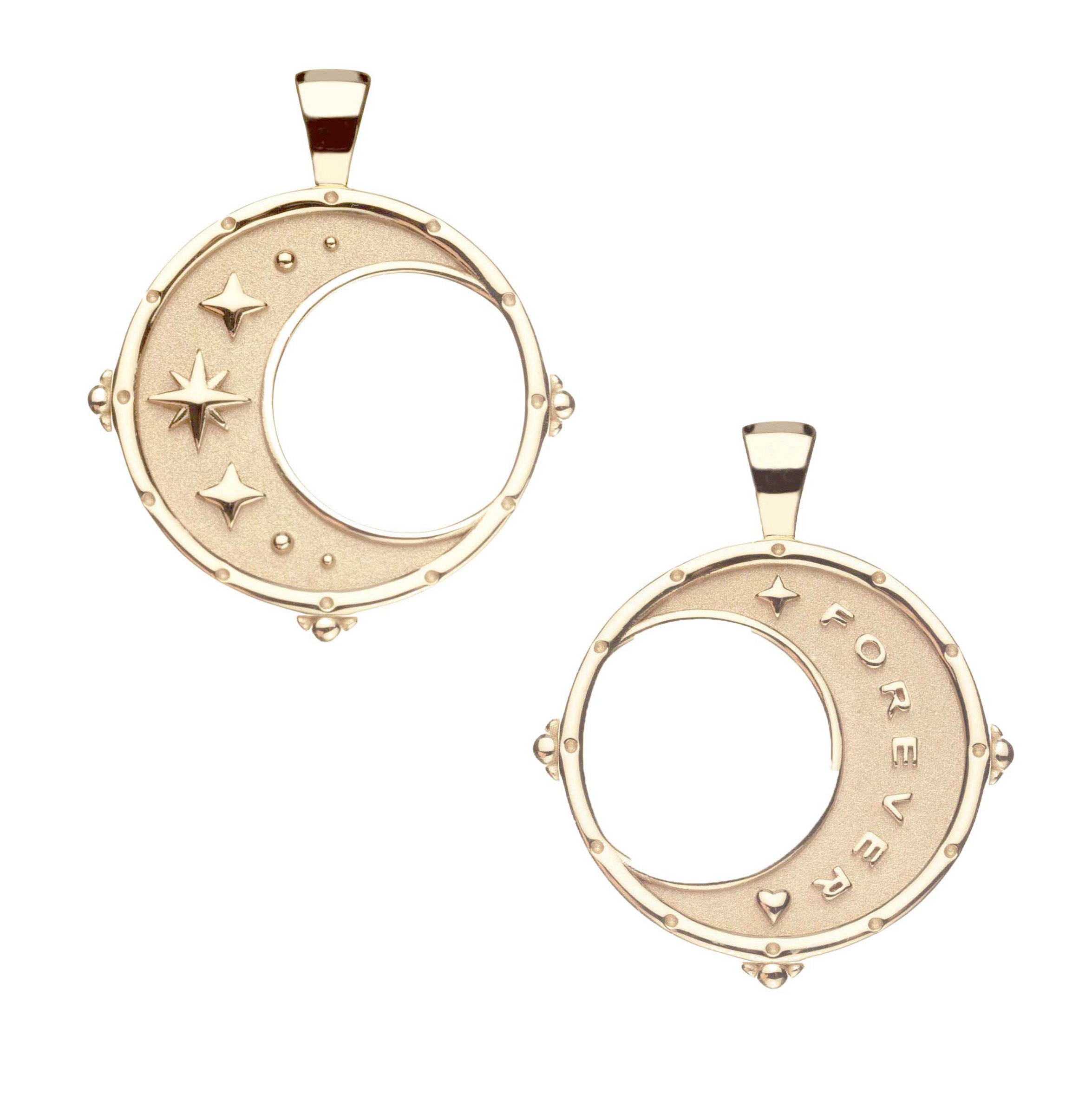 FOREVER Moon and Back Pendant Coin in Solid Gold – Jane Win Jewelry