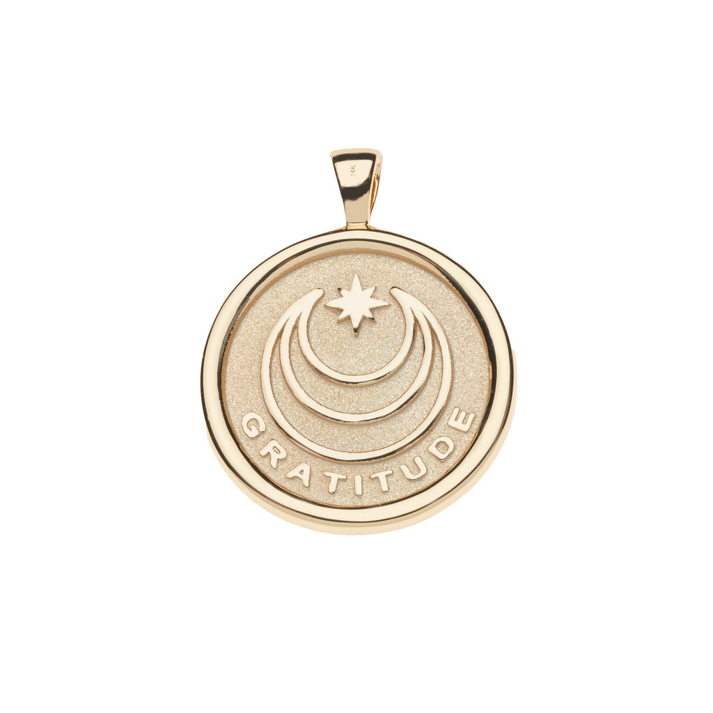 GRATITUDE JW Original Pendant Coin in Solid Gold – Jane Win Jewelry