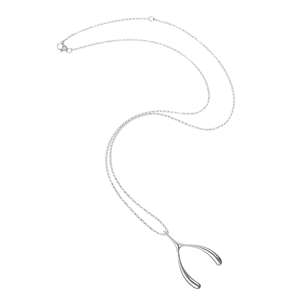 LUCKY Silver Wishbone Pendant – Jane Win Jewelry