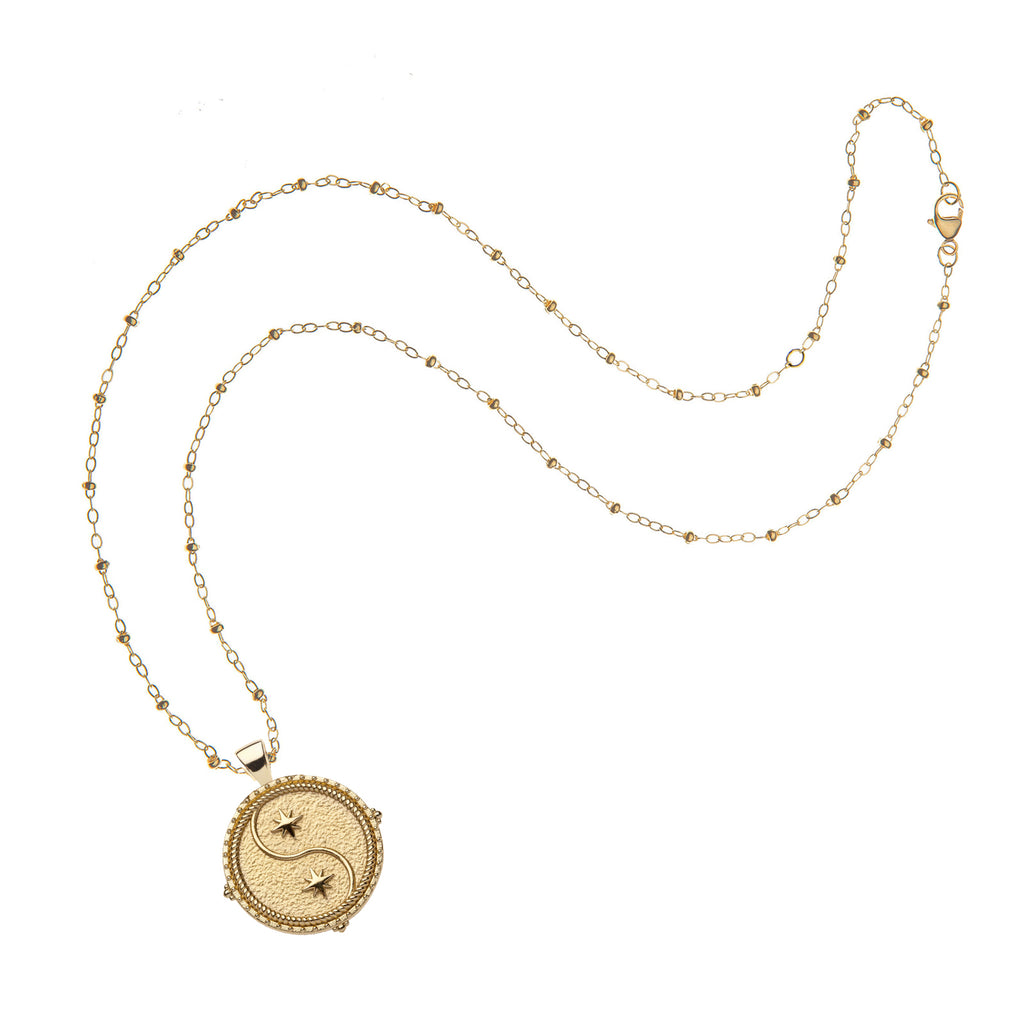 Zodiac Small Gold Pendant Coin Necklace with Astrology Symbol and ...