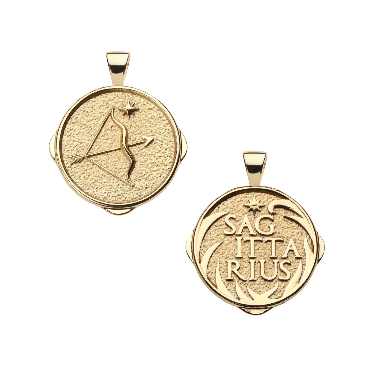Zodiac Small Gold Pendant Coin Necklace with Astrology Symbol and ...