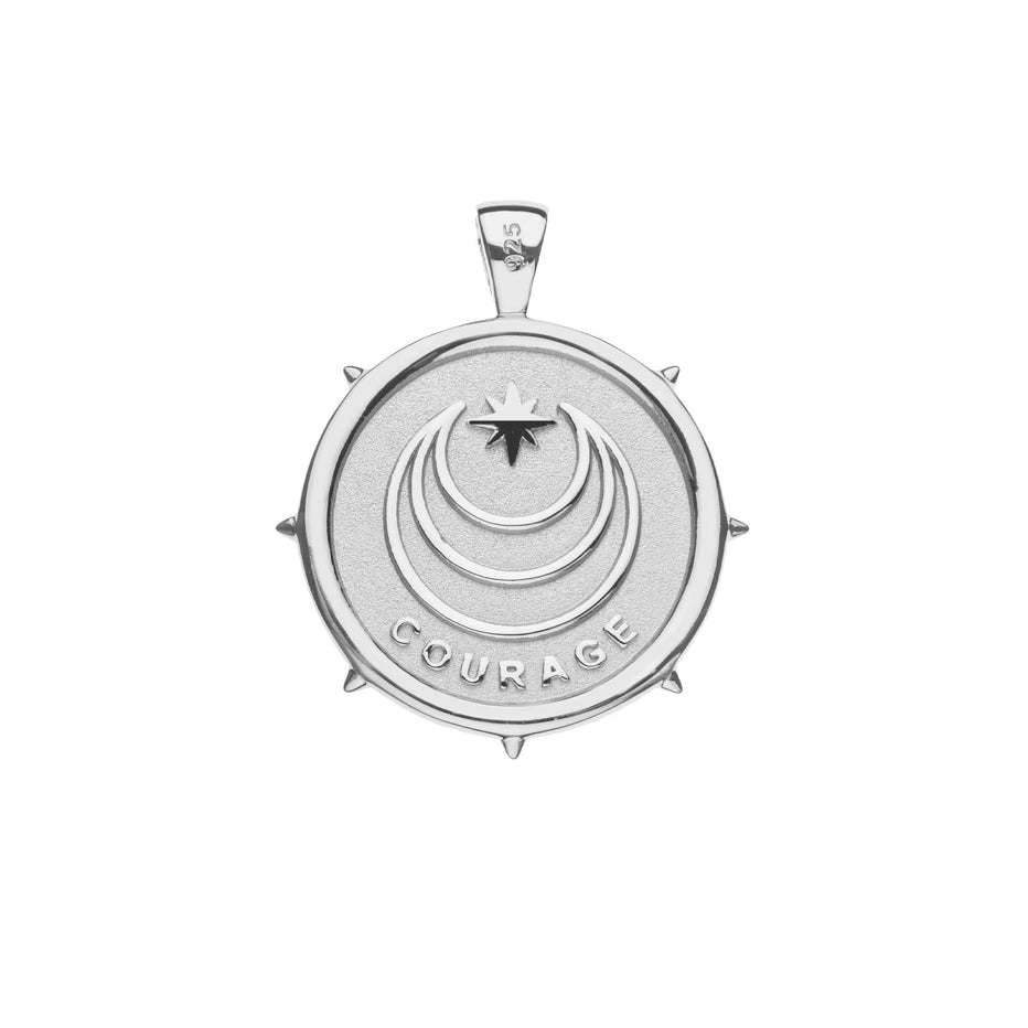 Pendant Coin Necklace with Symbol and Inspired Word - COURAGE – Jane ...