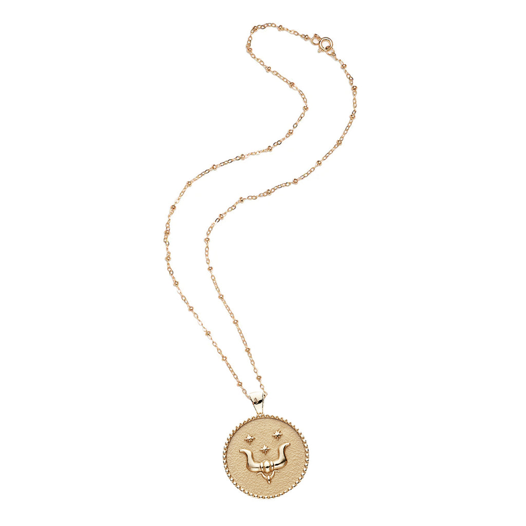 Zodiac Gold Pendant Coin Necklace with Astrology Symbol and Inspired ...