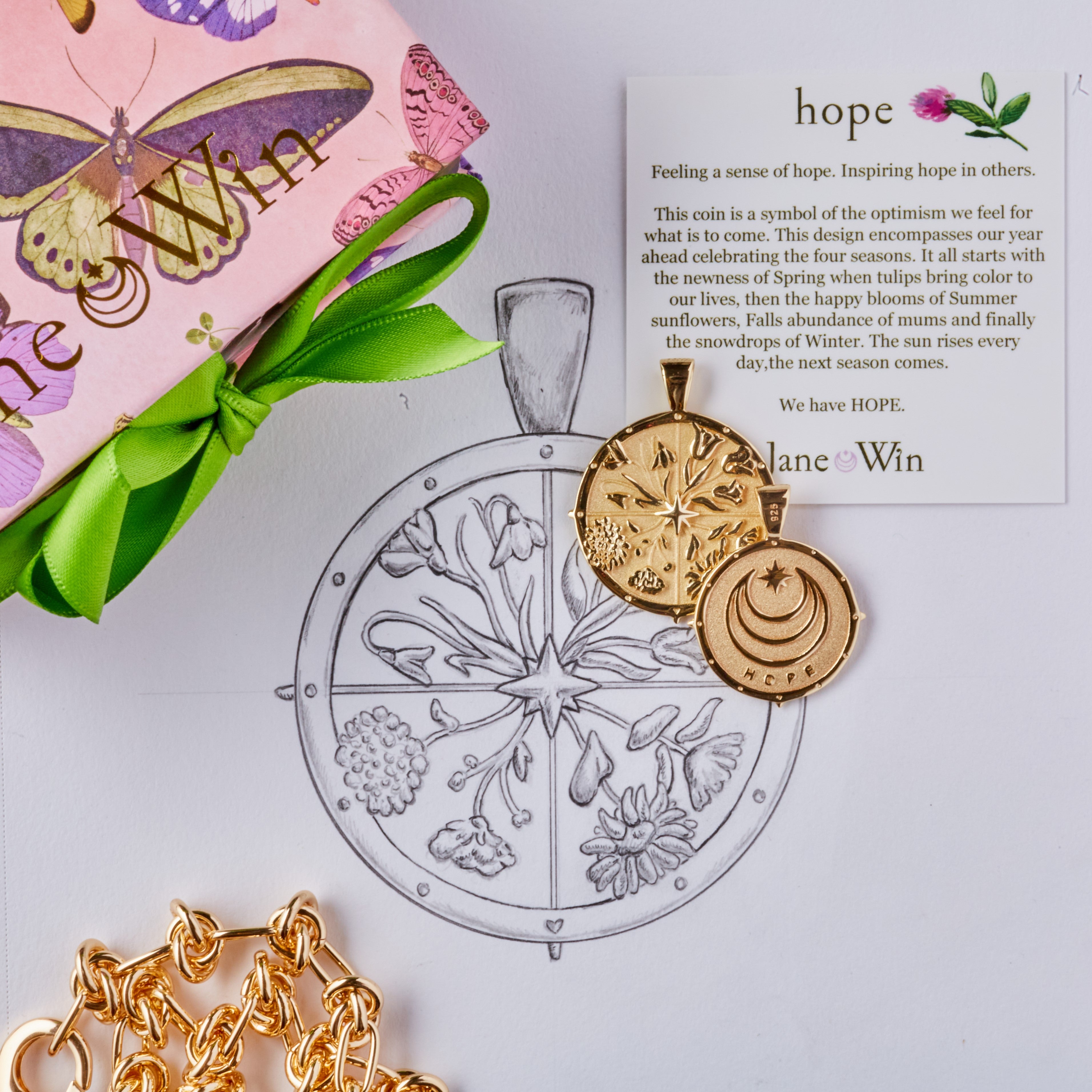 Hope Pendant Coin Necklace by Jane Win Jewelry Layering Now