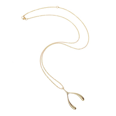 LUCKY Gold Wishbone Pendant – Jane Win Jewelry