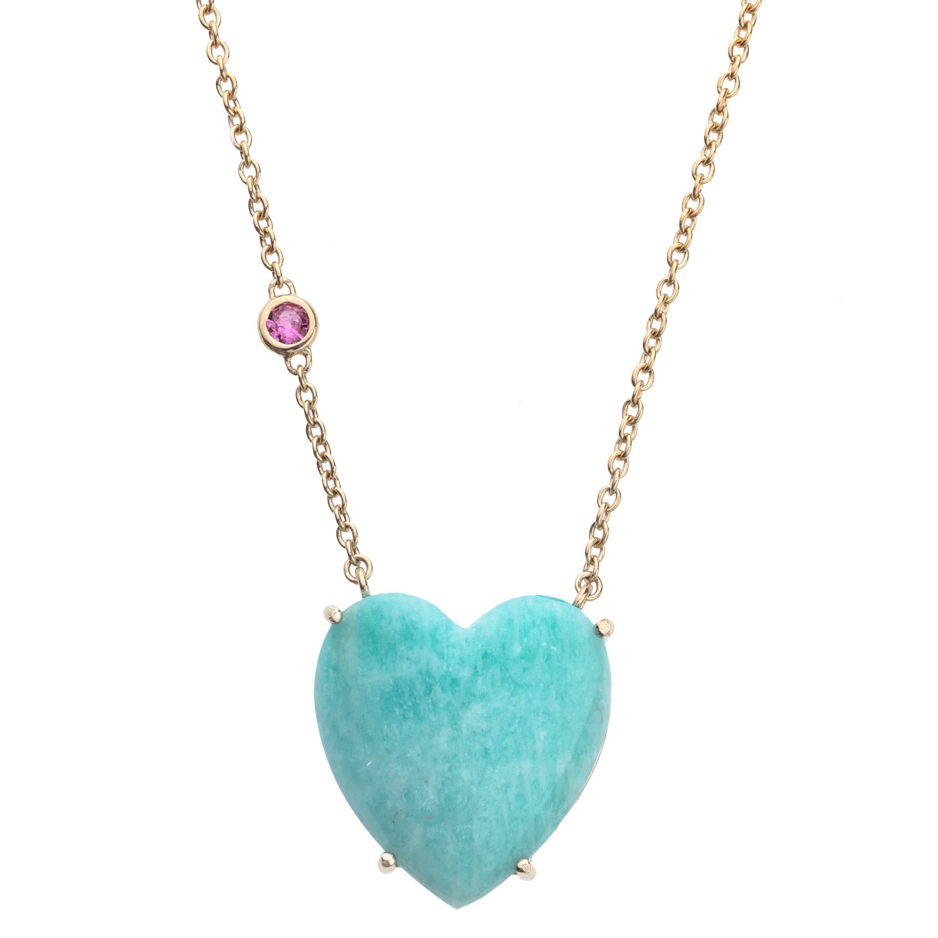 LOVE Amazonite Carved Heart Necklace with Gold Setting SALE – Jane Win ...