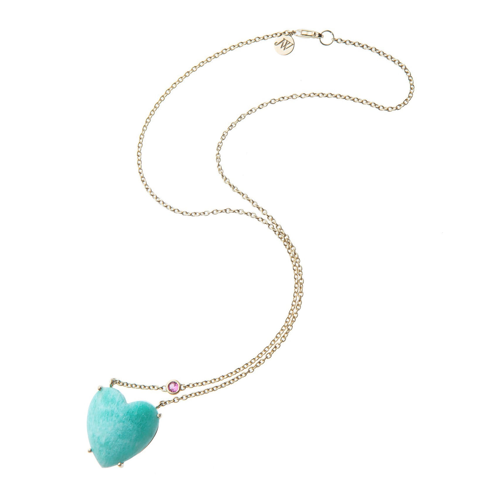 LOVE Amazonite Carved Heart Necklace with Gold Setting SALE – Jane Win ...