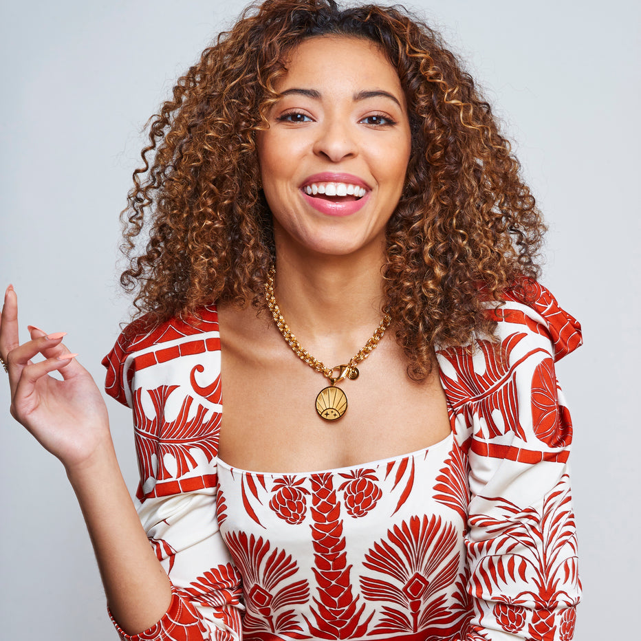 Pendant Coin Necklace with Symbol and Inspired Word - STRONG Rising Sun ...