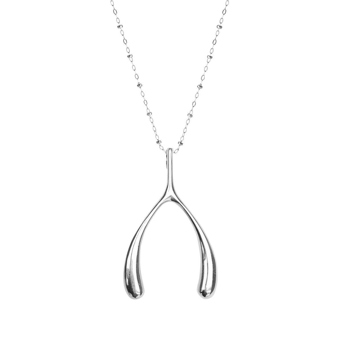 LUCKY Silver Wishbone Pendant – Jane Win Jewelry