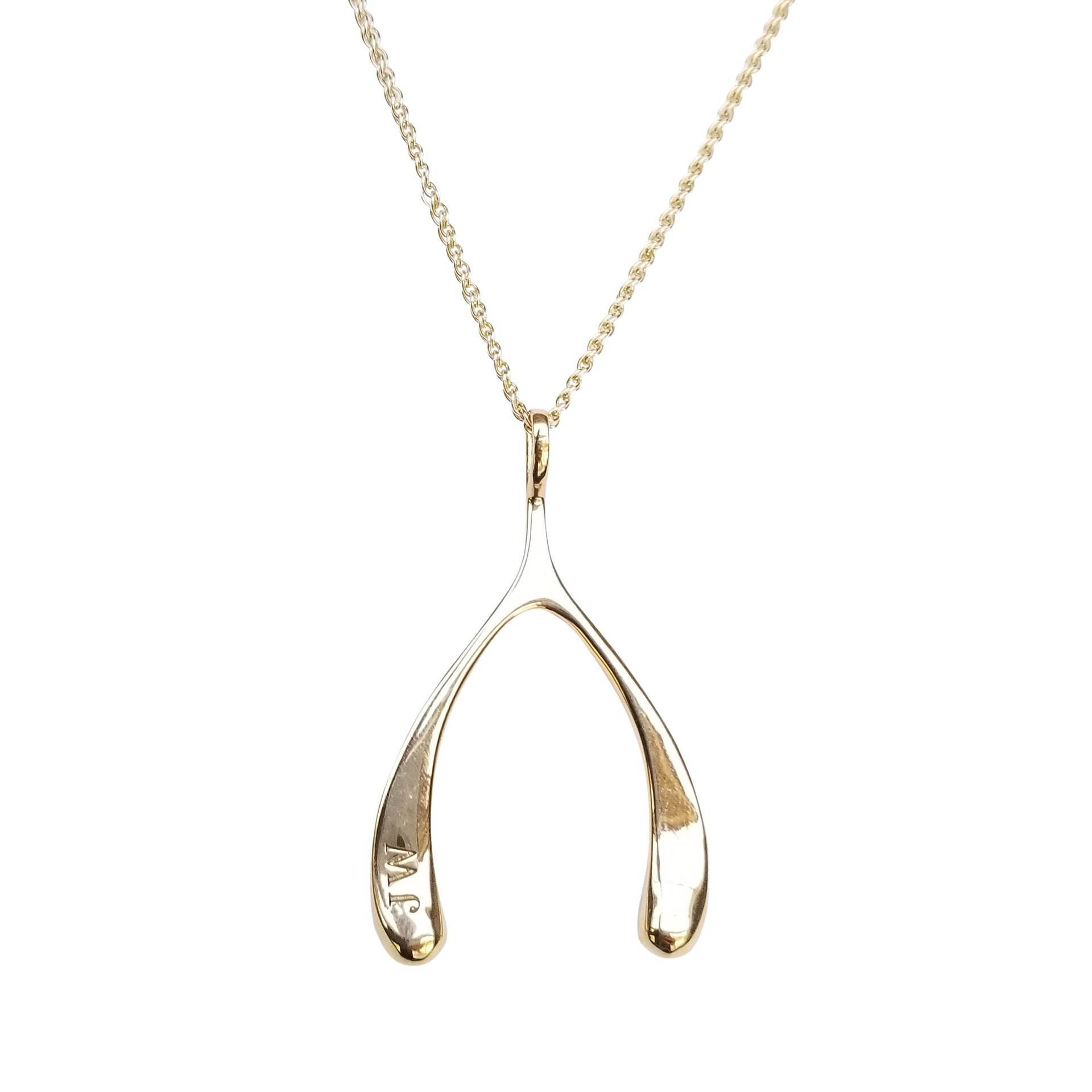 LUCKY Gold Wishbone Pendant – Jane Win Jewelry